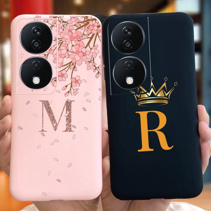Case For Honor X7b CLK-LX2 2023 Fashion Crown Sakura Initial Letter ...