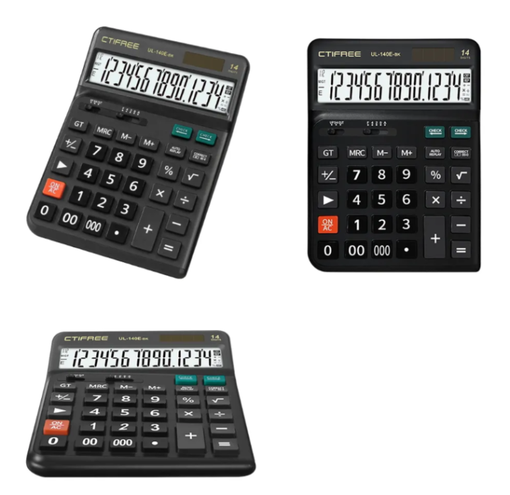 CTIFREE UL-140E-BK Dual Powered Citizen Calculator 14 Digits 112 Steps ...