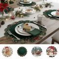 2Pcs New Round Christmas Placemats Polyester Non-Slip Christmas Table ...