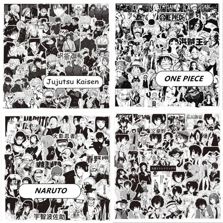 New 65PC Black White Anime ticker Jujutu Kaien / Bungo tray Dog ...
