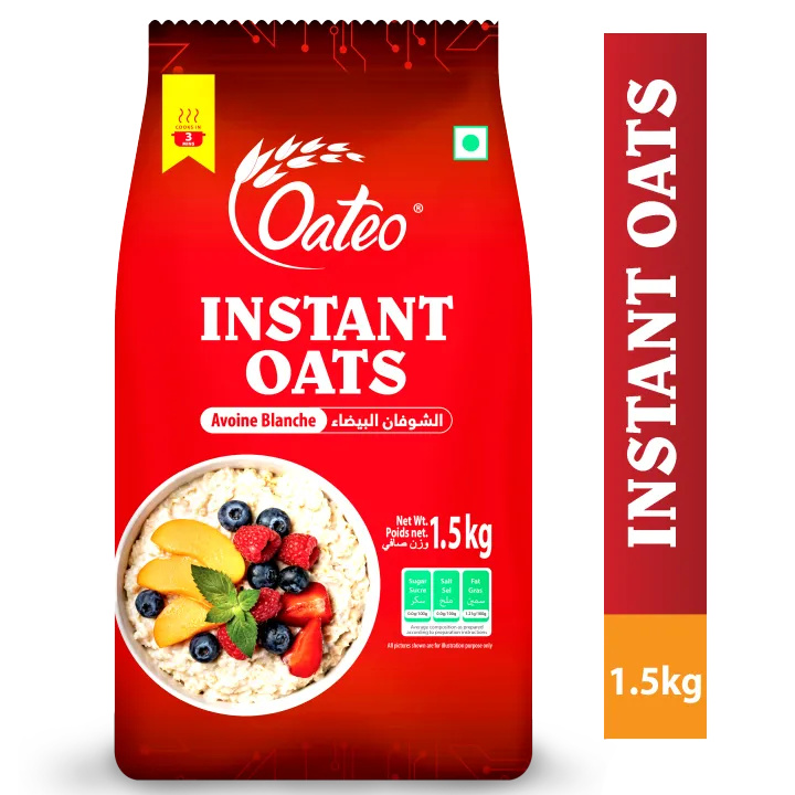 Oateo Instant Oats – 1.5Kg– 100% Wholegrain– Vitamin & Protein Rich ...