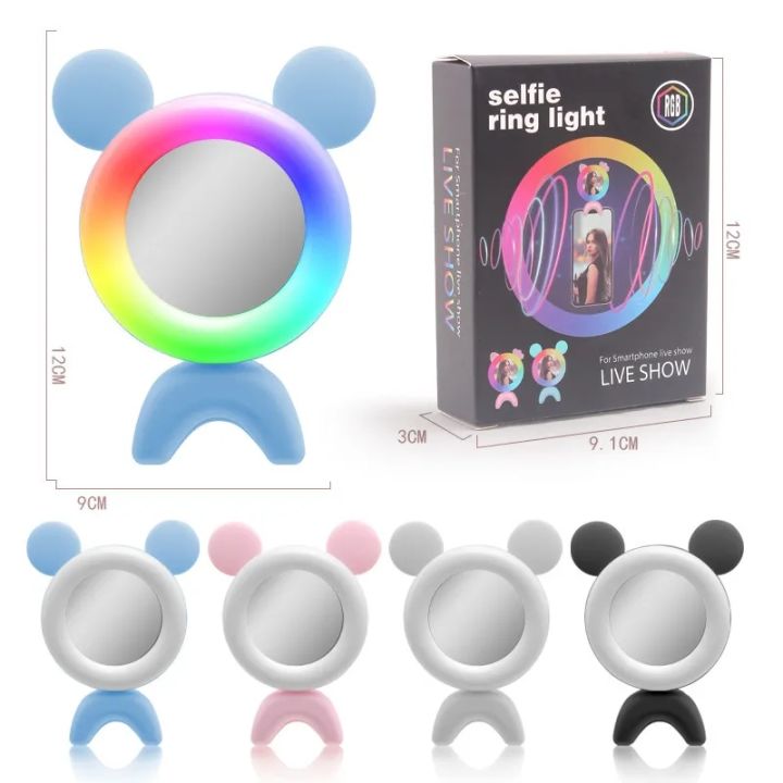 Mobile phone flash selfie ring rgb led light 3 level brightness turn ...