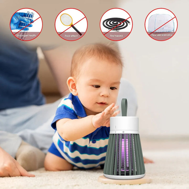 Silent Mosquito Killer Lamp Portable Electric Fly Trap USB Plug Insect ...