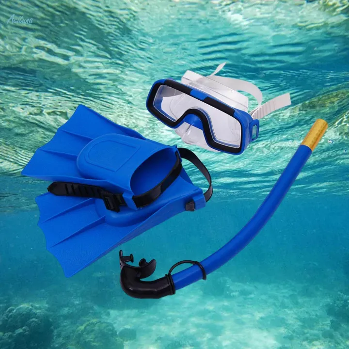 PVC Kids Snorkeling Set Flippers Snorkel Goggles Adjustable for Child ...
