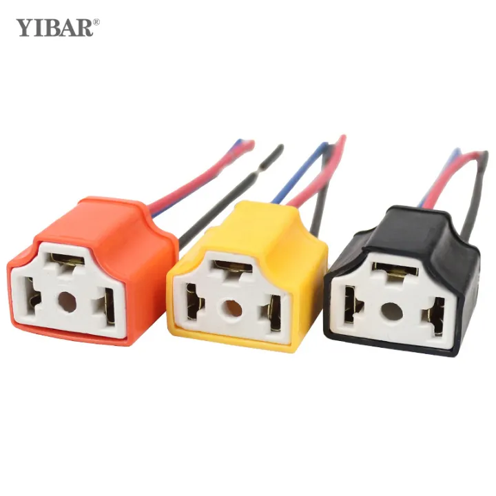 H4 Three Holes Ceramic Wire Wiring Car Bulb Lamp Harness Socket Plug ...