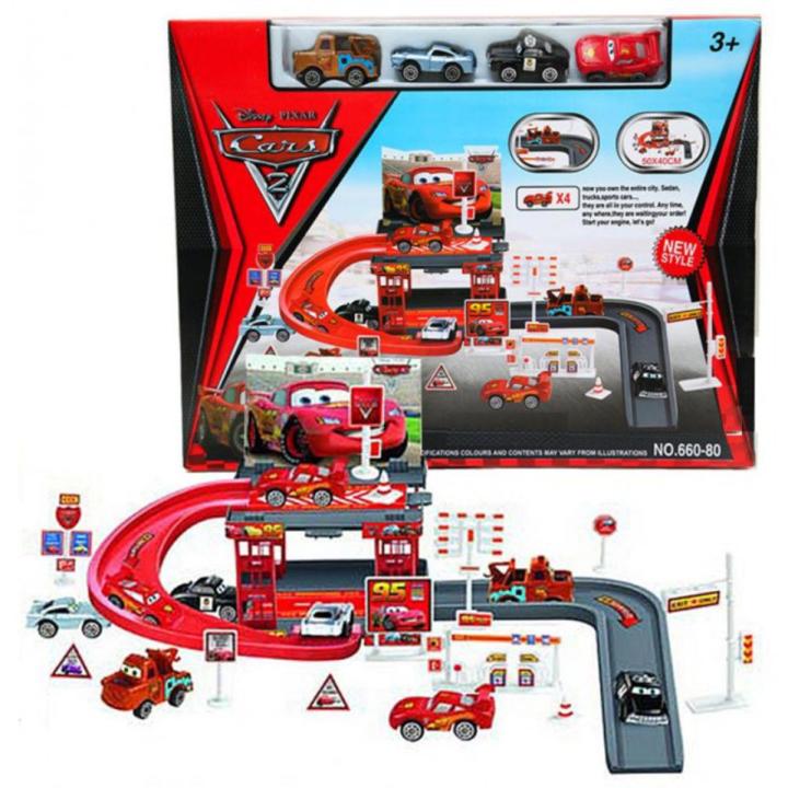 Vorix Lightning McQueen Racing Track Parking Garage and Cars Toy for ...