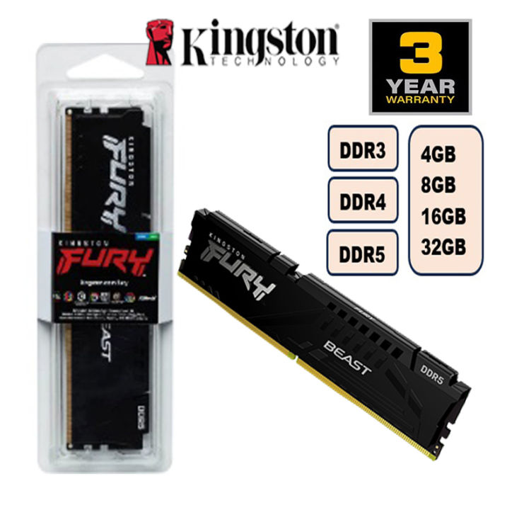 Kingston Fury Beast RAM DDR3 /DDR4/DDR5 Desktop Ram - 1333/1600/2400/2666/3200/4800/5600 with ...