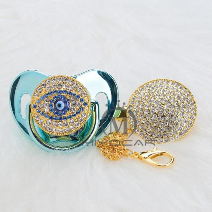 BLING BLING silver evil eye pacifier and pacifier clip design for baby ...