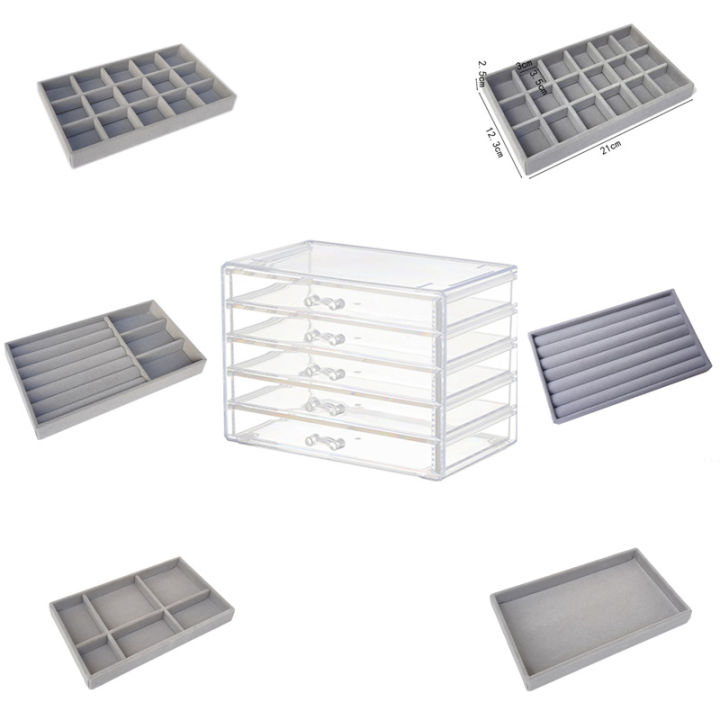 Jewellery storage Amazon 5 Layers Drawer Combo Grey Flannel Tray ...