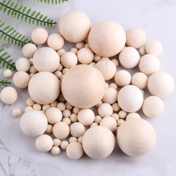 50Pcs Natural Wood Round Ball Hardwood Solid Wooden Ball No Hole Crafts ...