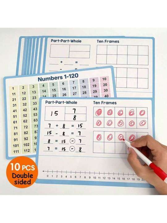 Lachilly 10Pack Dry Erase Math Kit For Classroom: Reusable Number Line ...
