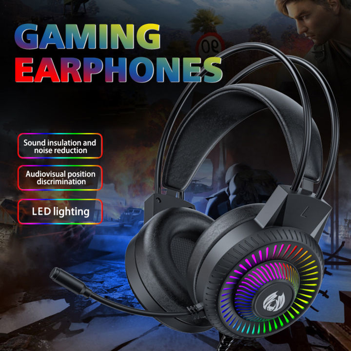 3.5mm Wired Headphone USB Gaming Headset PC 7.1 Stereo Bass Earphone ...