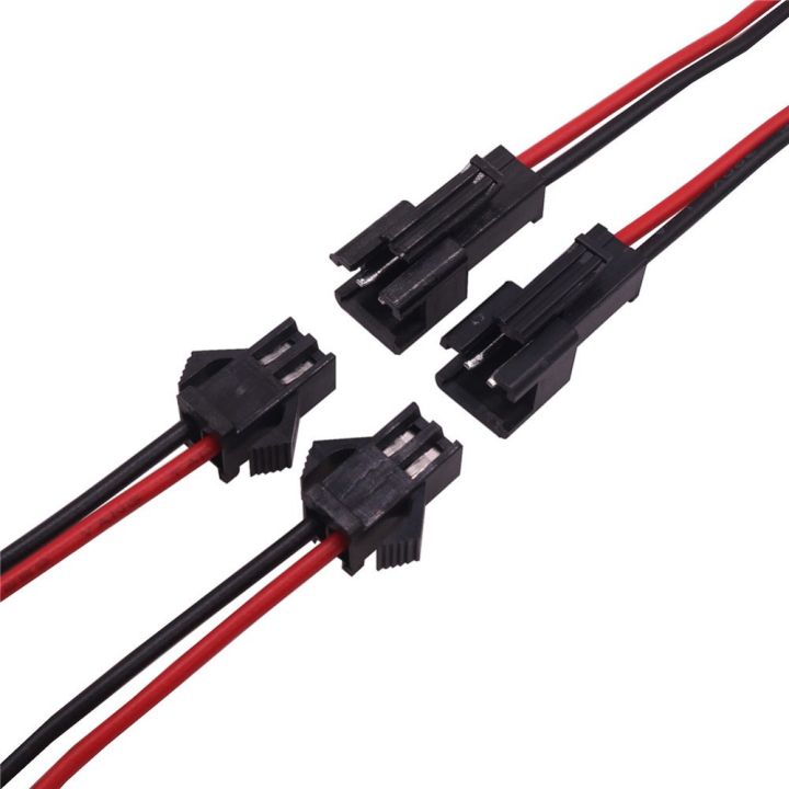 10 Sets 10cm Long JST SM 2Pins Plug 25 Male to 25 Female Wire Quick Connector Terminal Block 2 ...