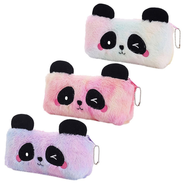 Cute Cartoon Panda Pencil Case White Plush Pen Bag Stationery Supplies ...
