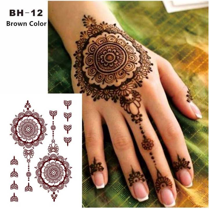 【VA VA VOOM】Classic Brown And Black Henna Temporary Tattoo For Hands ...