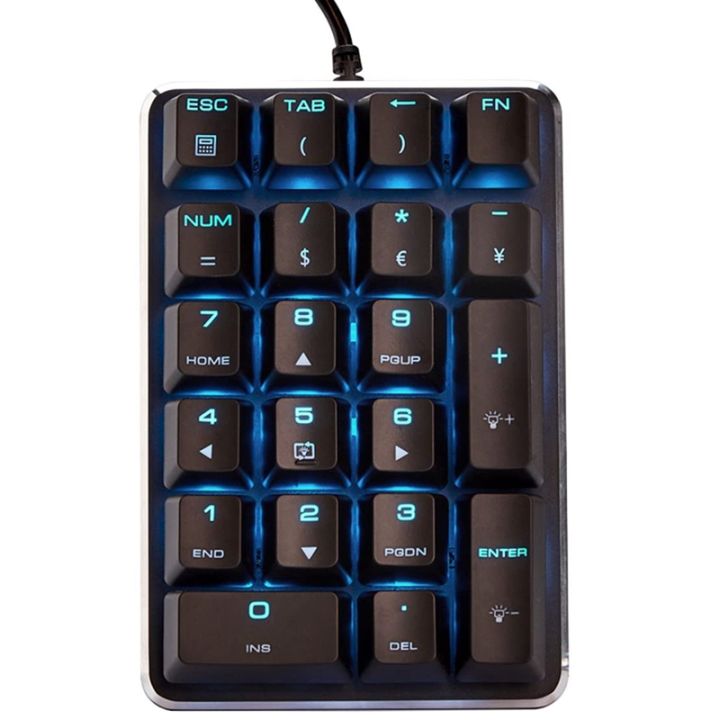 SRIWEN Mechanical Numeric Keypad Brown Switch Wired Ice Blue Backlight ...