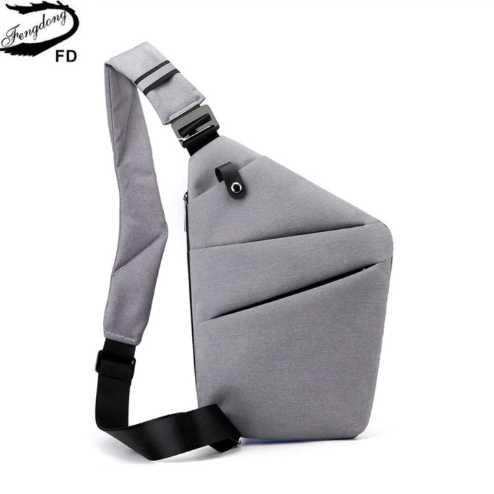 Fengdong men ultra thin anti-theft small chest bag mini cross body bags ...