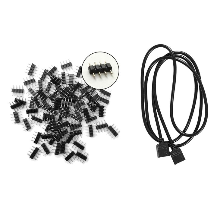 (COKP) 1 Pcs Led Strips Rgb Connector Extension Cable & 50 Pcs 4 Pin ...