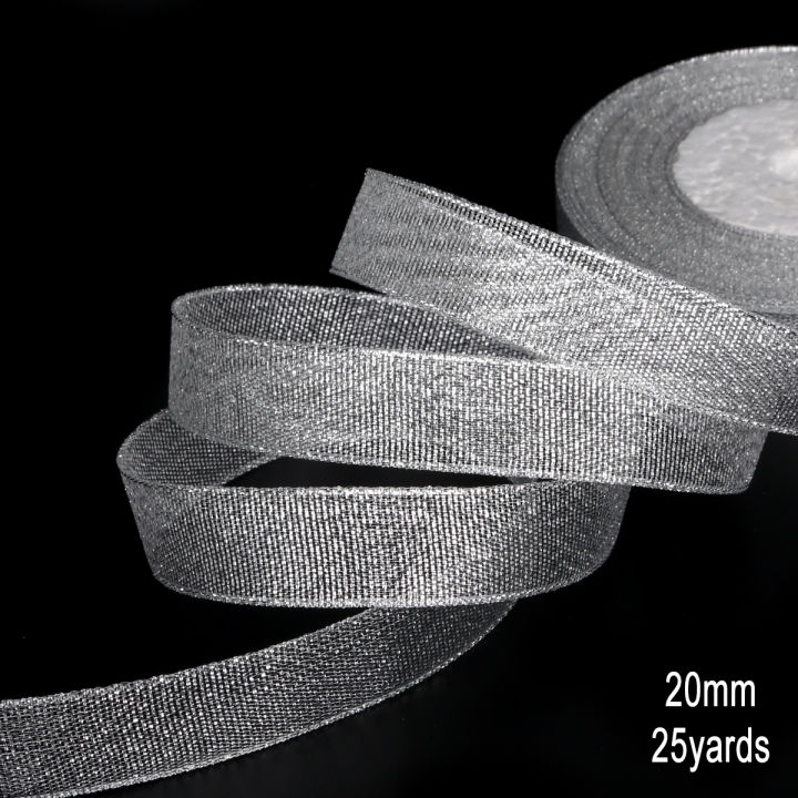 1Pcs Gold/Silver Silk Satin Organza Glitter Ribbon 7-38mm Onions Belt ...