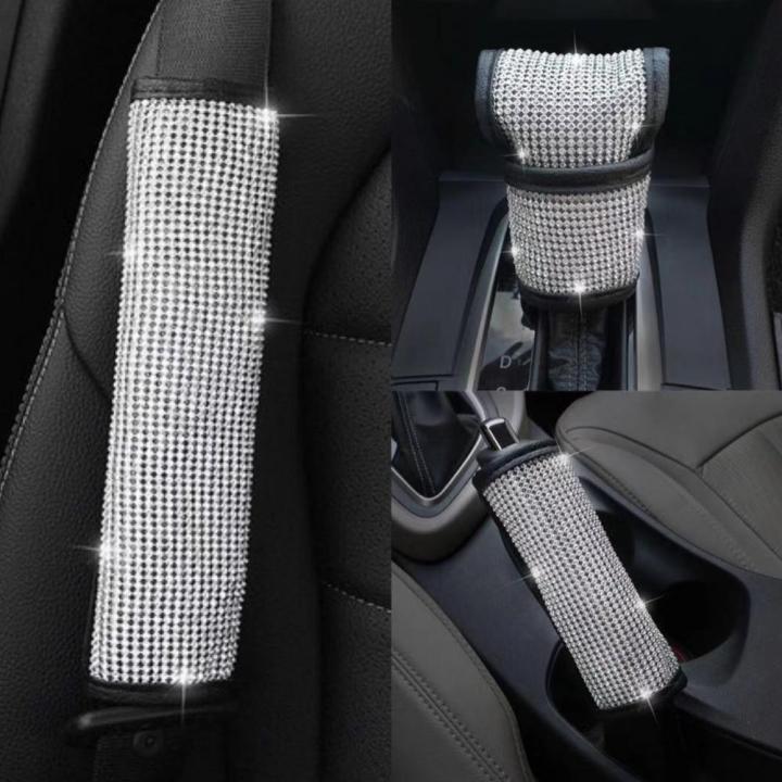 Full Diamond Crystal Car Gear Shift Collar Cover Glitter Rhinestones ...