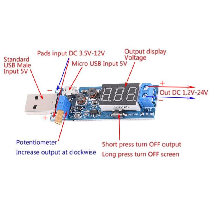 DC-DC USB step up/down power supply module boost converter 5V to 3.3V ...
