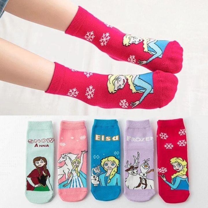 1-12Y New Anime Frozen Children Socks Kawaii Elsa Anna Princess Cotton ...