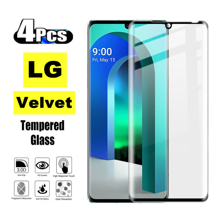 2/4Pcs Curved Tempered Glass For LG Velvet 5G Full Cover Screen ...