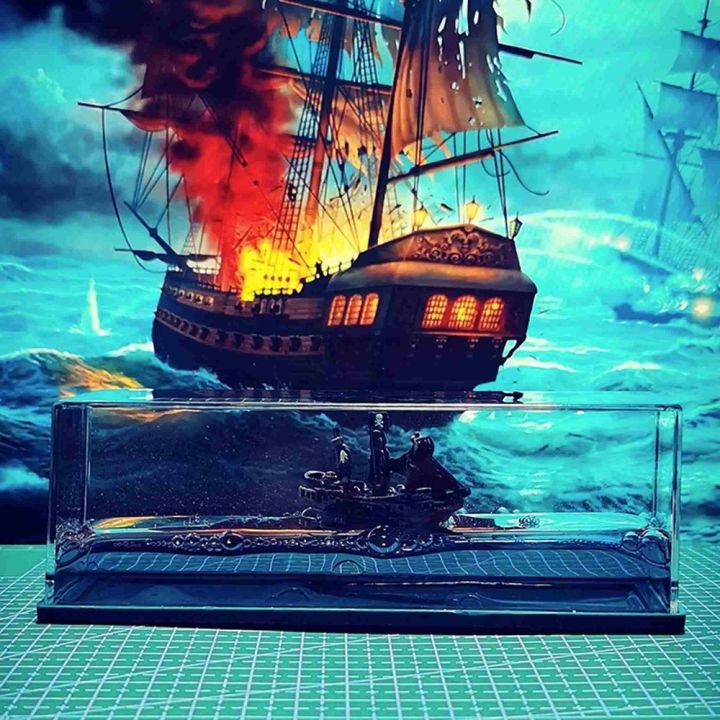 Black Pearl Pirate Ship Fluid Liquid Drift Bottle | Daraz.lk