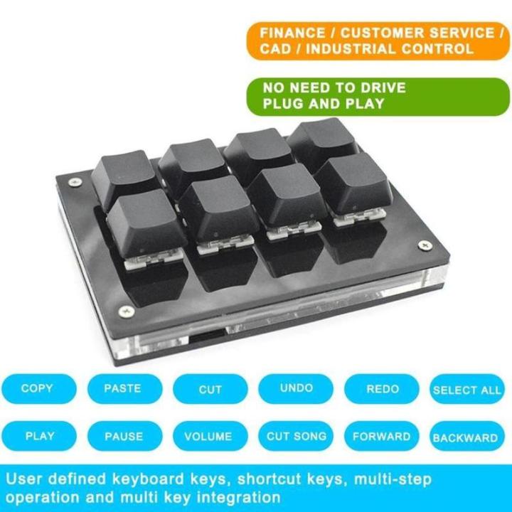 HXSJ Portable Mini 8 Keys Keypad DIY Shortcut Keyboard Function Keyboard Programmable Mechanical ...