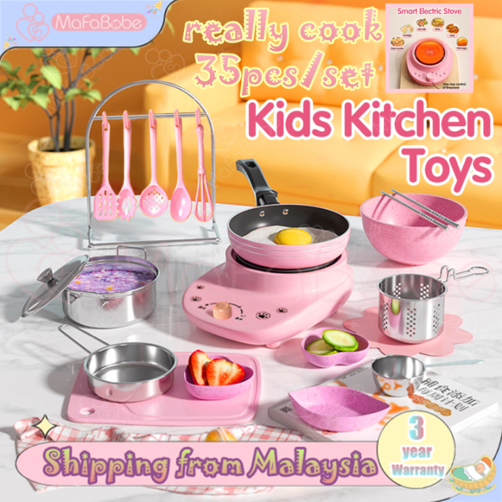Mafababe👶🏻Real Cook Pretend Mini Toys Kitchen Set 35pcs/set Children's ...