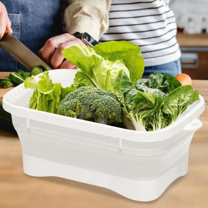 Kitchen Storage Tray Foldable Vegetable Washing Basin Space Saving ...