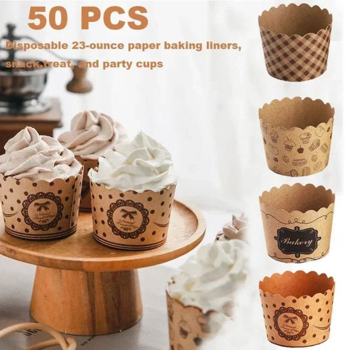 【HOT】 50Pcs Cupcake Paper Cups Wrapper Baking Cup Set Bakery Party ...