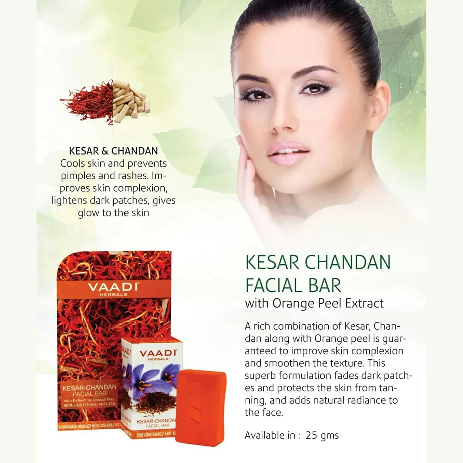VAADI Kesar Chandan Facial Bar with Extract of Orange Peel 25g | Daraz.lk