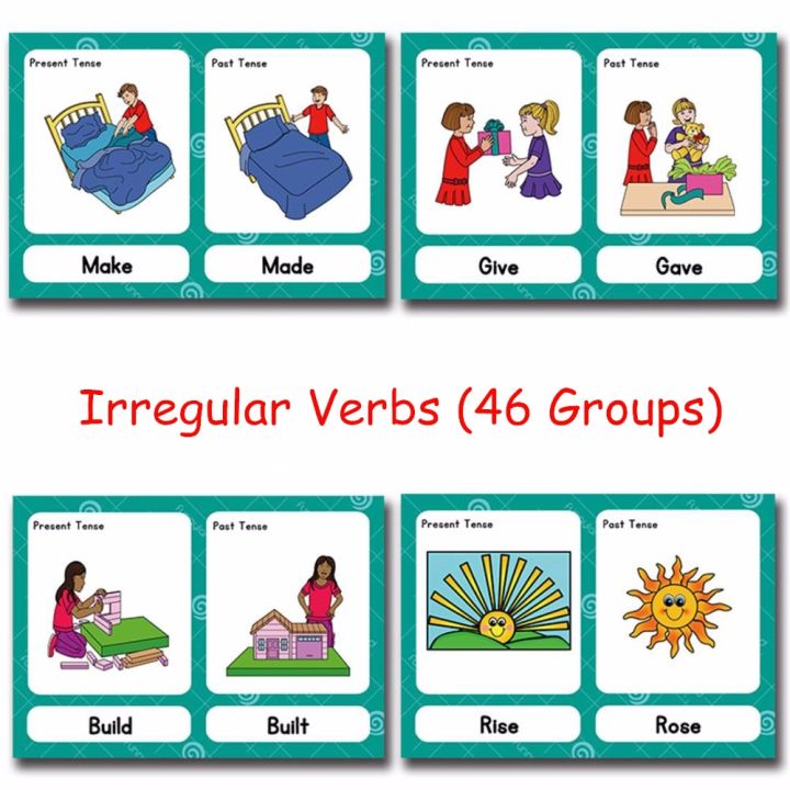 46Groups/Set Irregular Verbs English Word Card Flashcards Games Puzzle ...