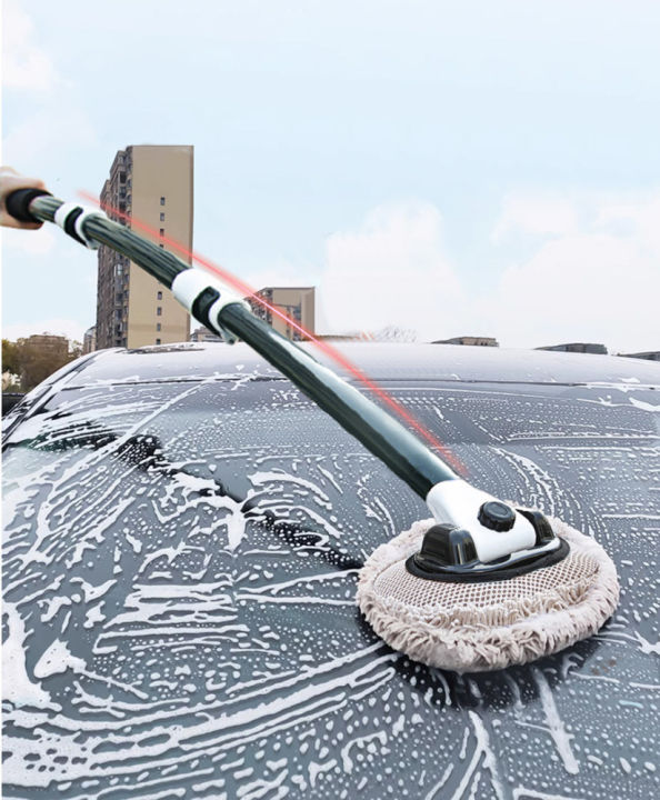 15° Bend Car Washing Brush with Telescope Handle Chenille Microfiber ...
