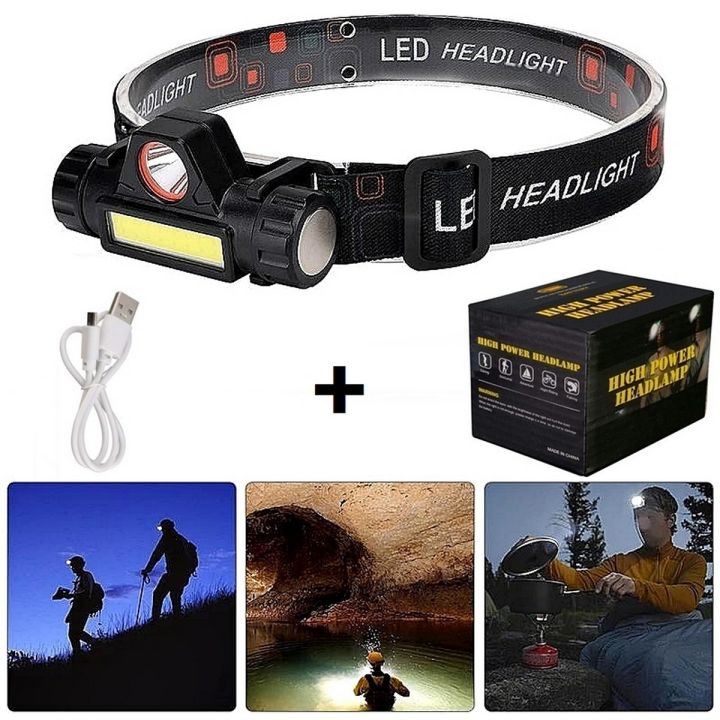 LED HeadLight Torch - High Power Headlamp - COB USB Rechargeble | Daraz.lk