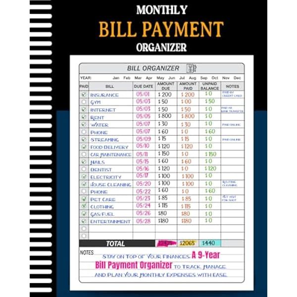 Bill Organizer: bill payment organizer. expense tracker . bill payment ...