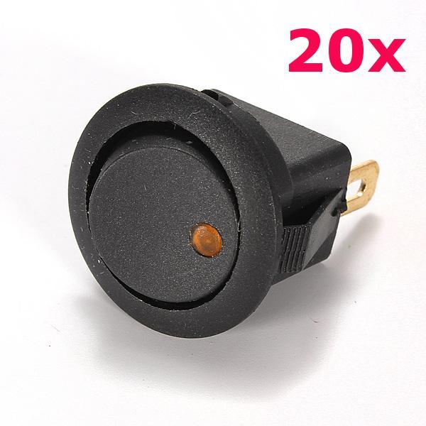 20xNew Yellow 12V LED Dot Light Car Auto Boat Round Rocker 2 Pin ON-OFF ...