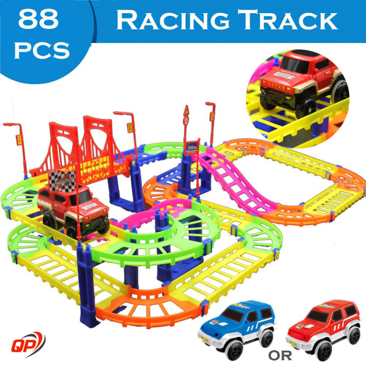 QP Urban Traffic Toys Educational Toy Electric Racing Rail Car Double ...