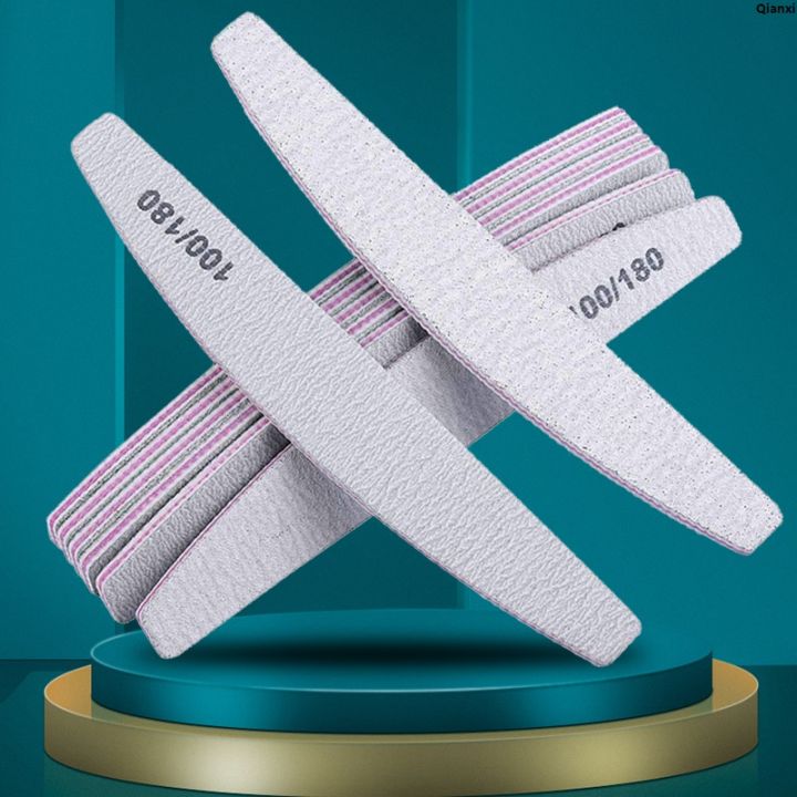 Qianxi2025 New 8Pcs/Set Professional 100/180 Half Moon Nail File ...
