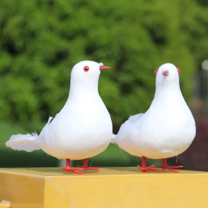 Decoration Crafts Small Peace Dove Bird Spread Wings White Pigeon Foam ...