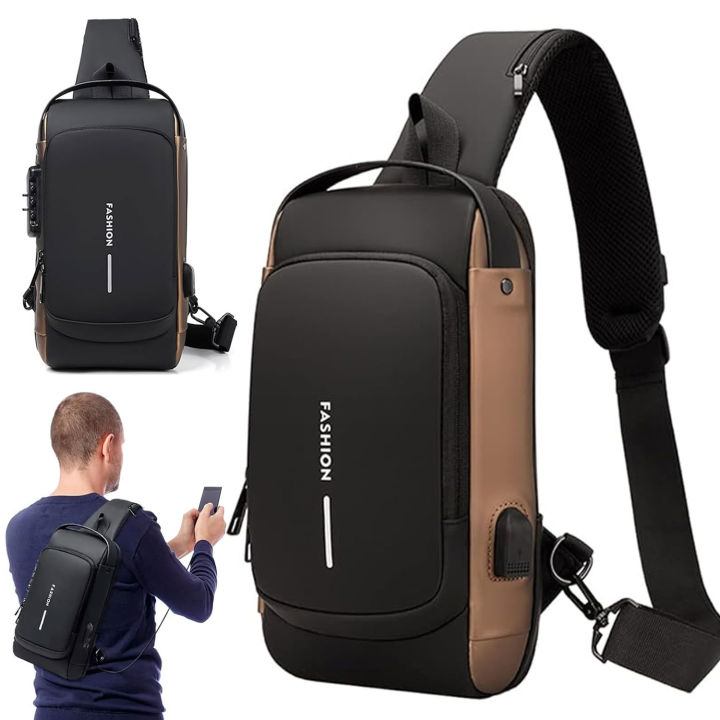 Multifunction Anti-theft USB Shoulder Bag Man Crossbody Cross body ...