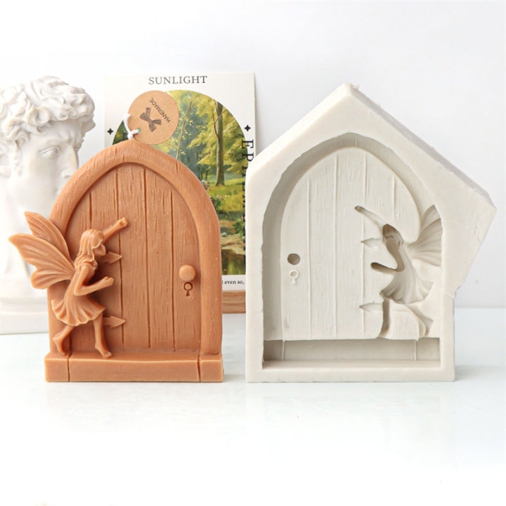 Elf Girl Knock Door Candle Silicone Mold Angel Fairy Girl Home ...