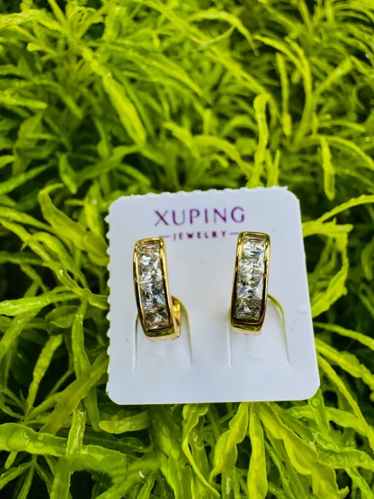 Gold plated small gypsy Earring with Hight quality four white stone For ...