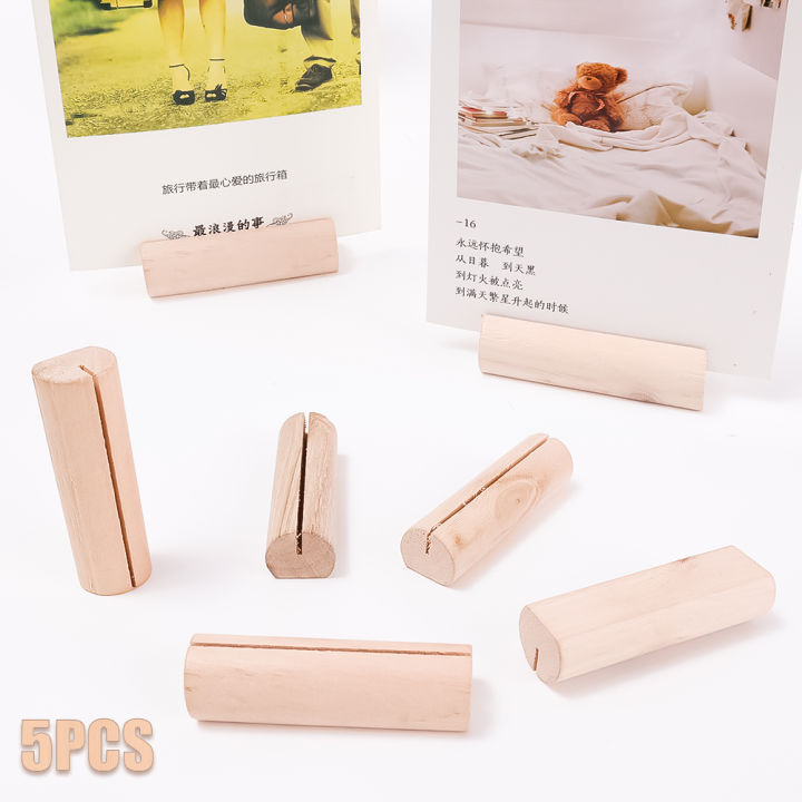 5Pcs/Set Wooden photo holder Name Seating Labels Menu Stand Table ...