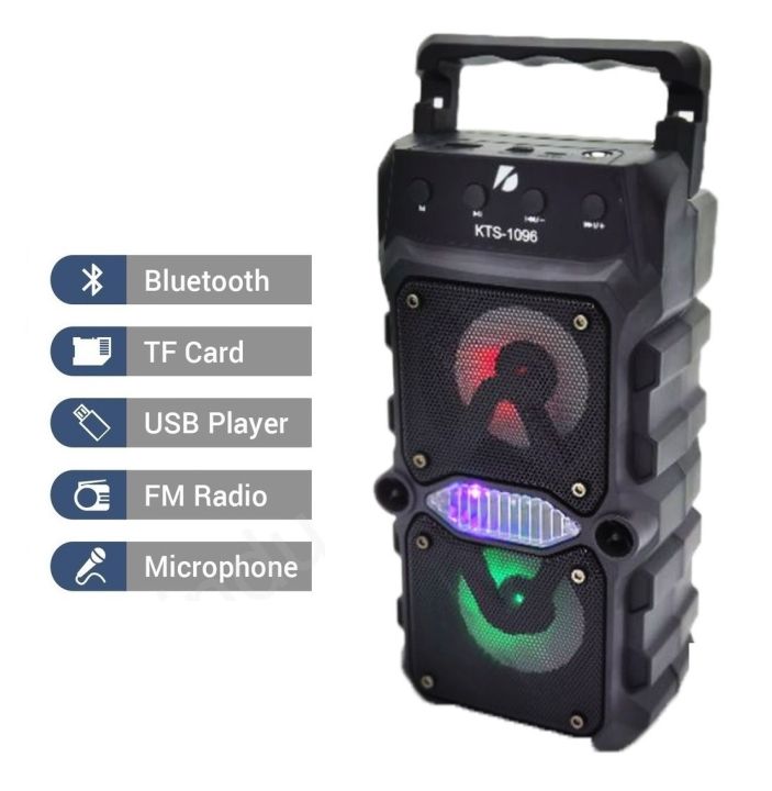 KTS-1096 Wireless Portable Speaker with Bluetooth, Mic Input, FM Radio ...