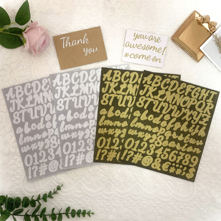 Gold Silver Glitter English Letters Number Scrapbooking Alphabet Diy ...