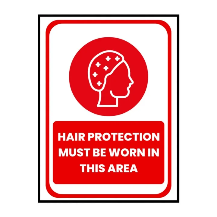 HAIR PROTECTION MUST BE WORN IN THIS AREA - SIGNAGE BOARD - 15CM x 21CM ...