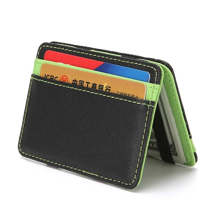 Ultra thin PU leather women men wallets Mini small magic coin purses ...
