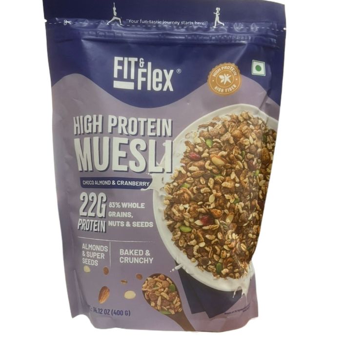 Fit & Flex 22G High Protein Muesli - Choco Almond & Cranberry 400g ...